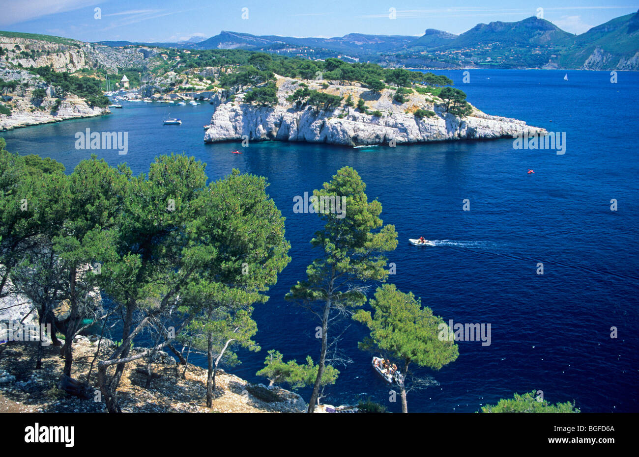 Port-Miou, one of the natural bays of Les Calanques, Mediterranean Sea ...