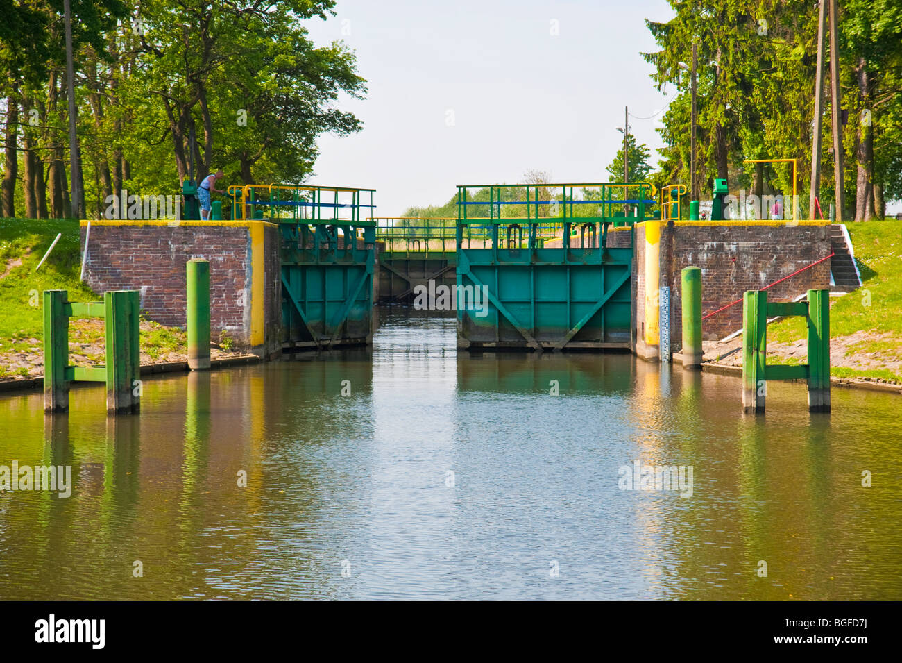 Doors of lock near Lubstowo on Nogat River, Pomerania, Poland ...