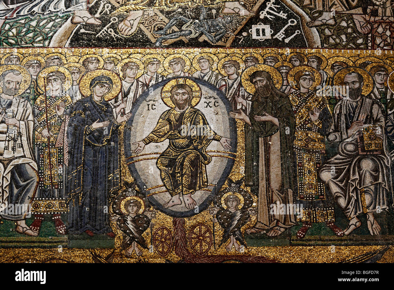 Last Judgment, 12th century Byzantine mosaic, cathedral of Santa Maria ...