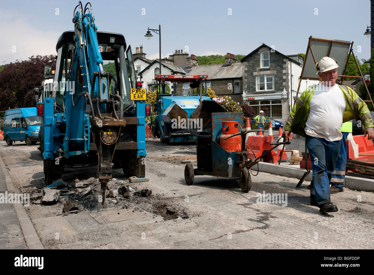 Tarmac asphalt resurfacing in Windermere at the end of town enhancement ...
