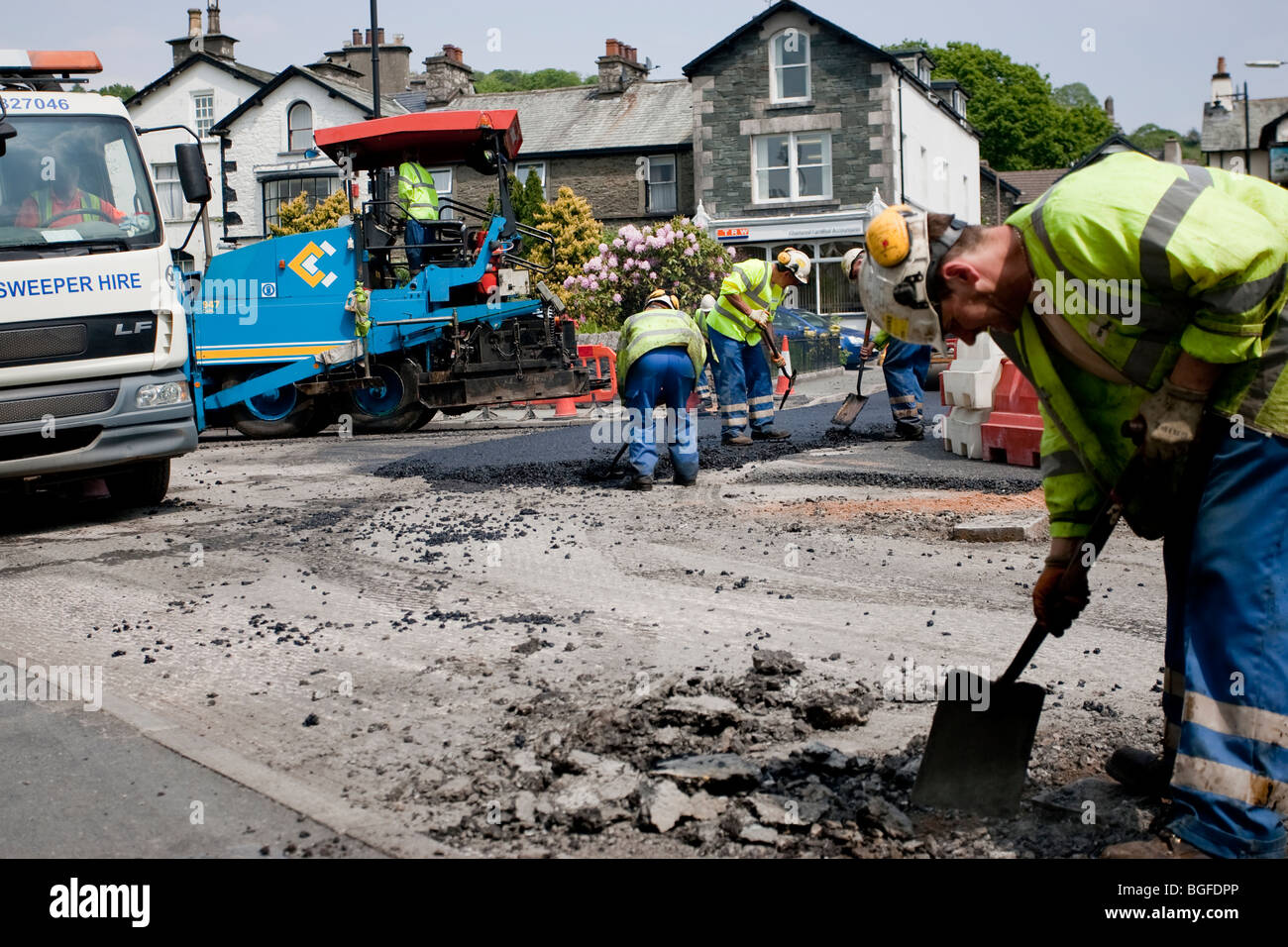 Tarmac asphalt resurfacing in Windermere at the end of town enhancement ...