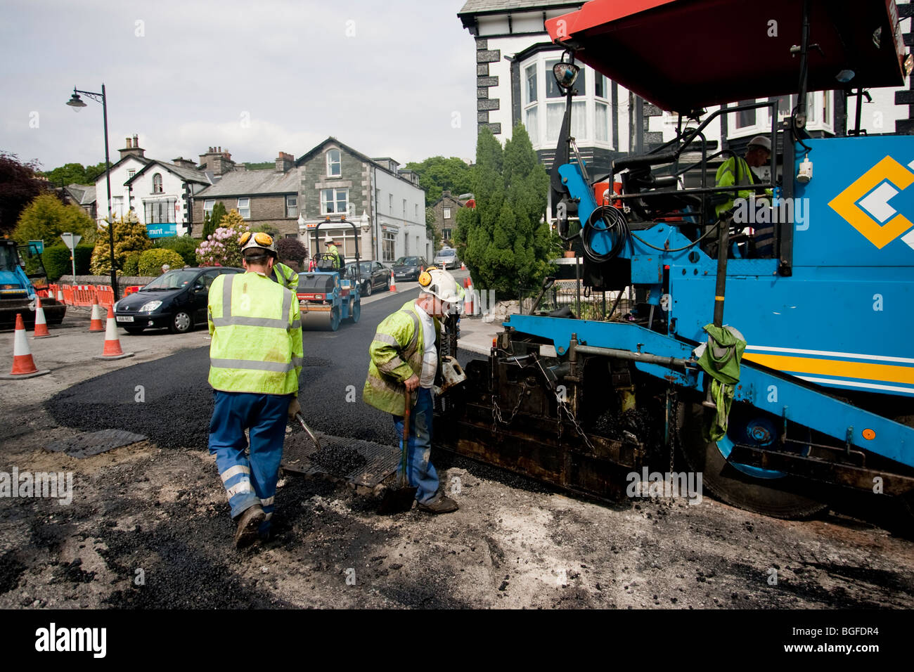 Tarmac asphalt resurfacing in Windermere at the end of town enhancement ...