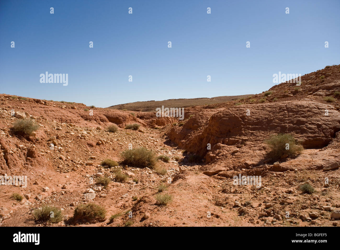 Dry river bed in the Sahara desert near Tinerhir a small town and the ...