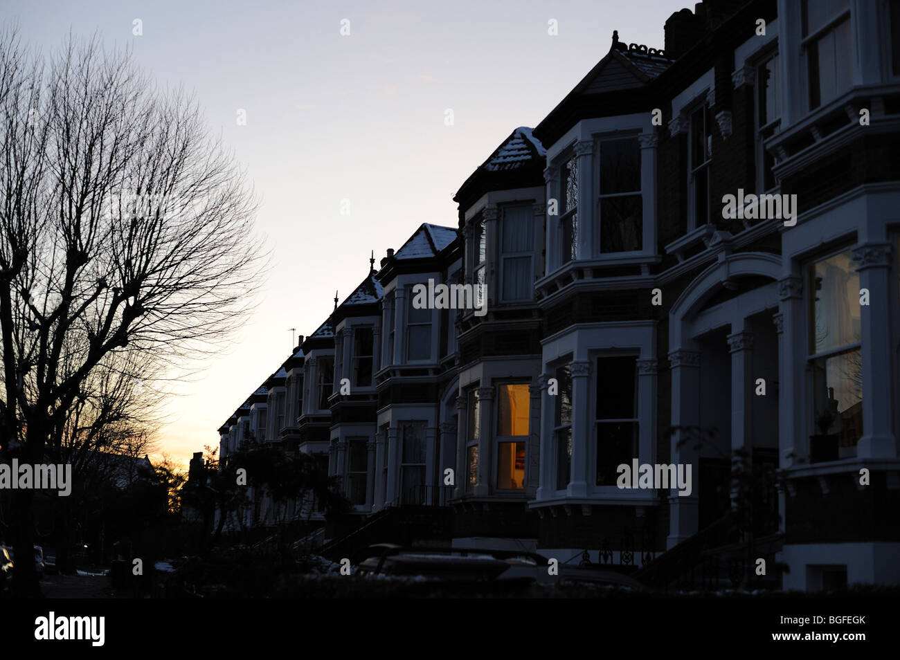 London Street at Dusk in Winter Stock Photo - Alamy
