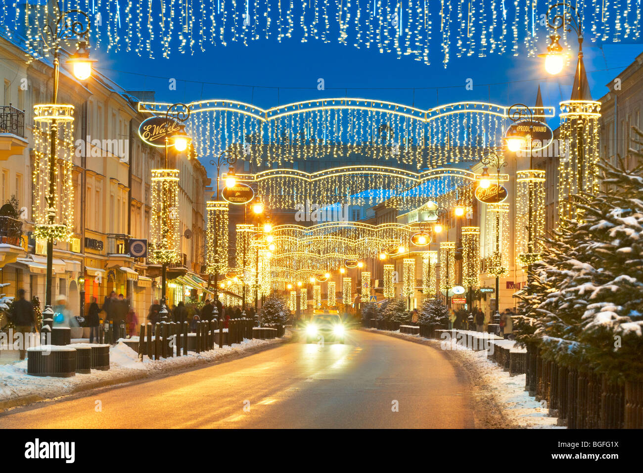 Christmas decorations outdoors, Old Town Warsaw, Poland Stock Photo - Alamy