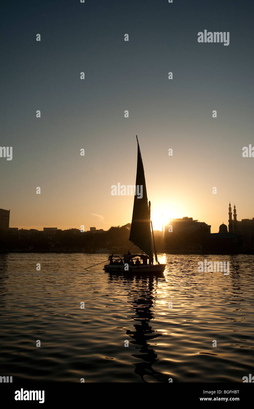 Early morning felucca boat ride on the Nile River in Cairo, Egypt ...