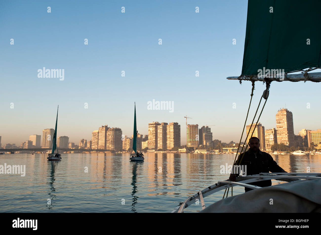 Early morning felucca boat ride on the Nile River in Cairo, Egypt ...