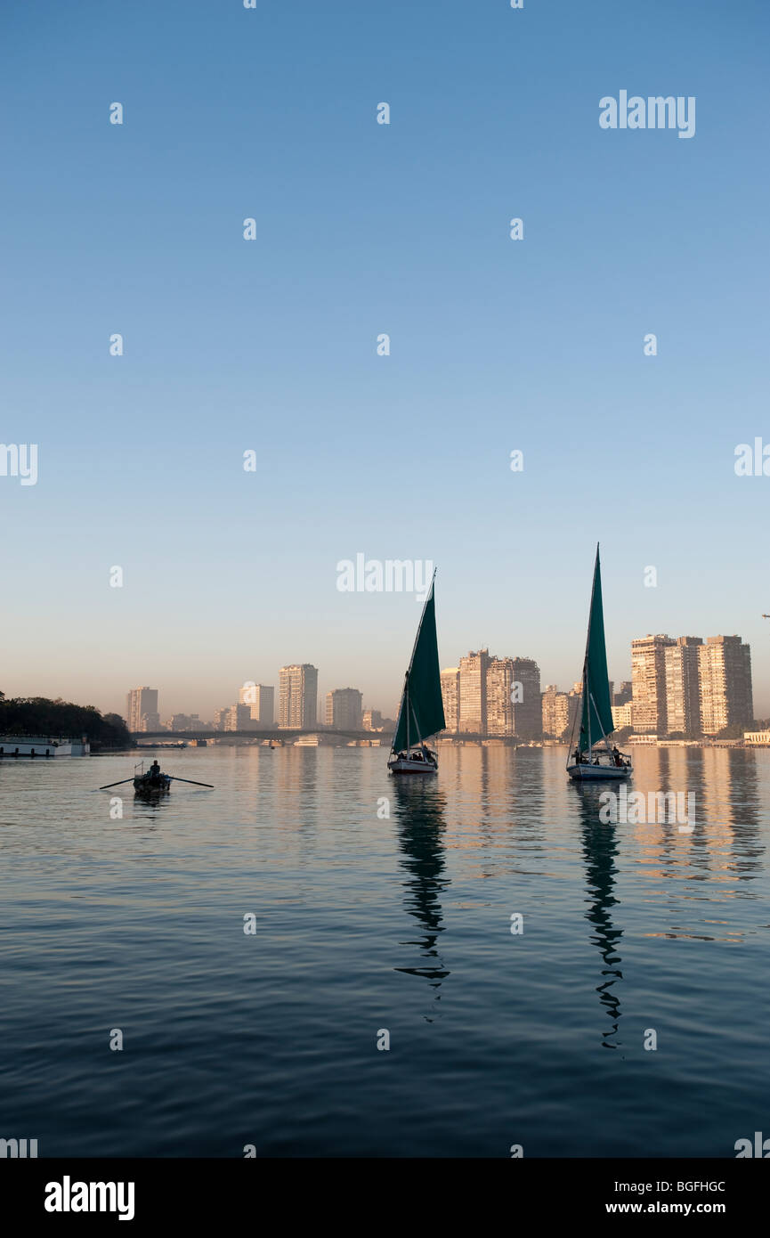 Early morning felucca boat ride on the Nile River in Cairo, Egypt ...