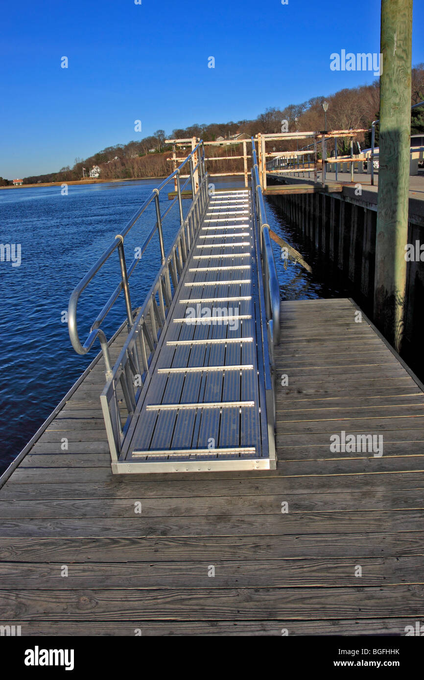 Ramp to fishing dock, Stony Brook harbor, Long Island, NY Stock Photo ...