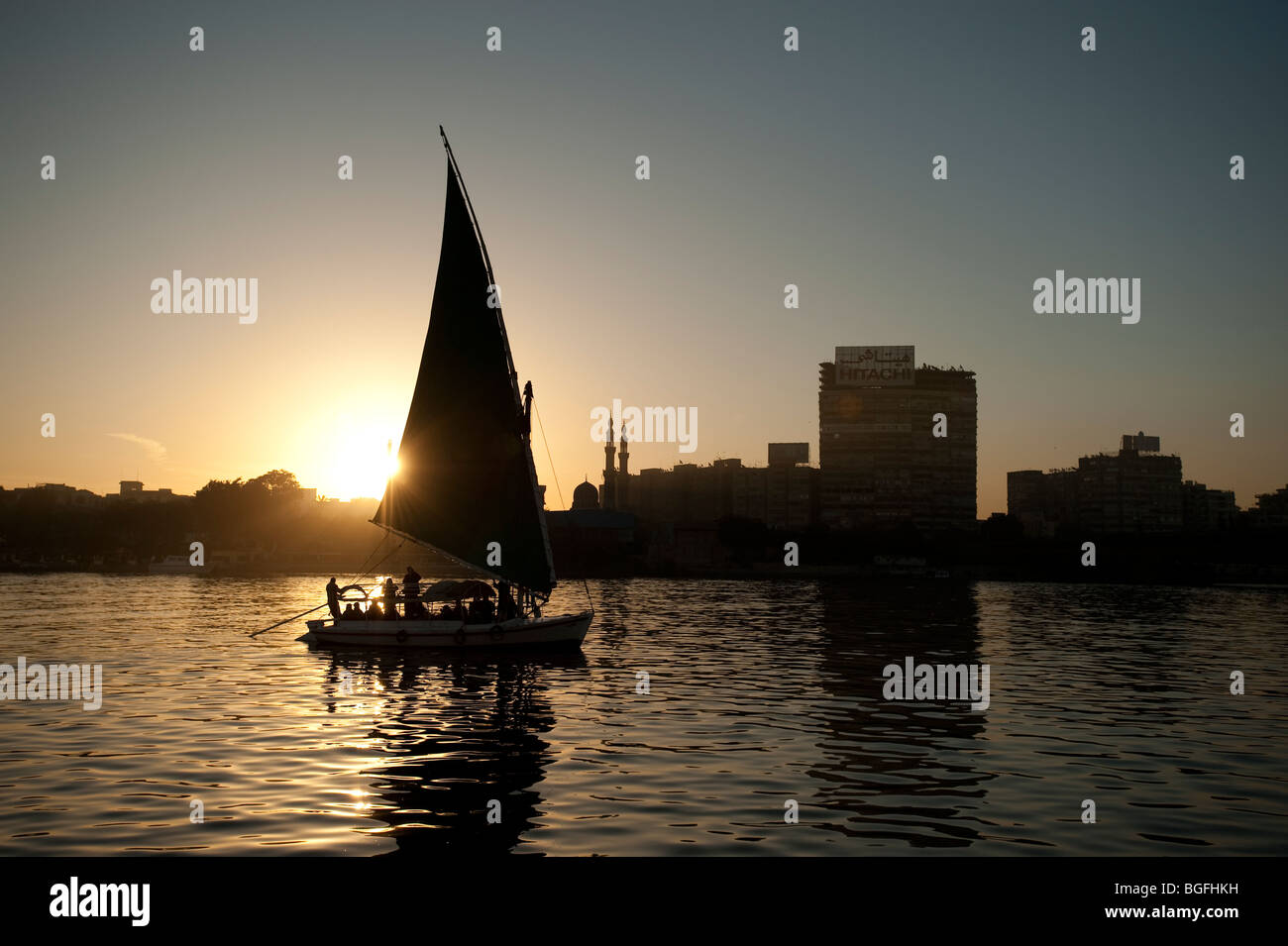Early morning felucca boat ride on the Nile River in Cairo, Egypt ...