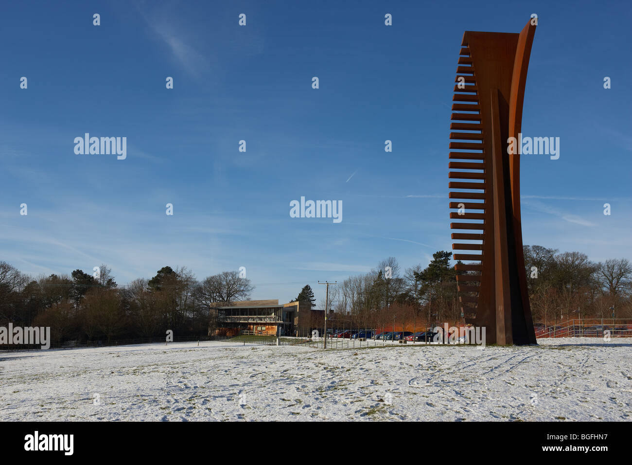 YORKSHIRE SCULPTURE NIGEL HALL WEST BRETTON WINTER SNOW SHEEP Stock ...