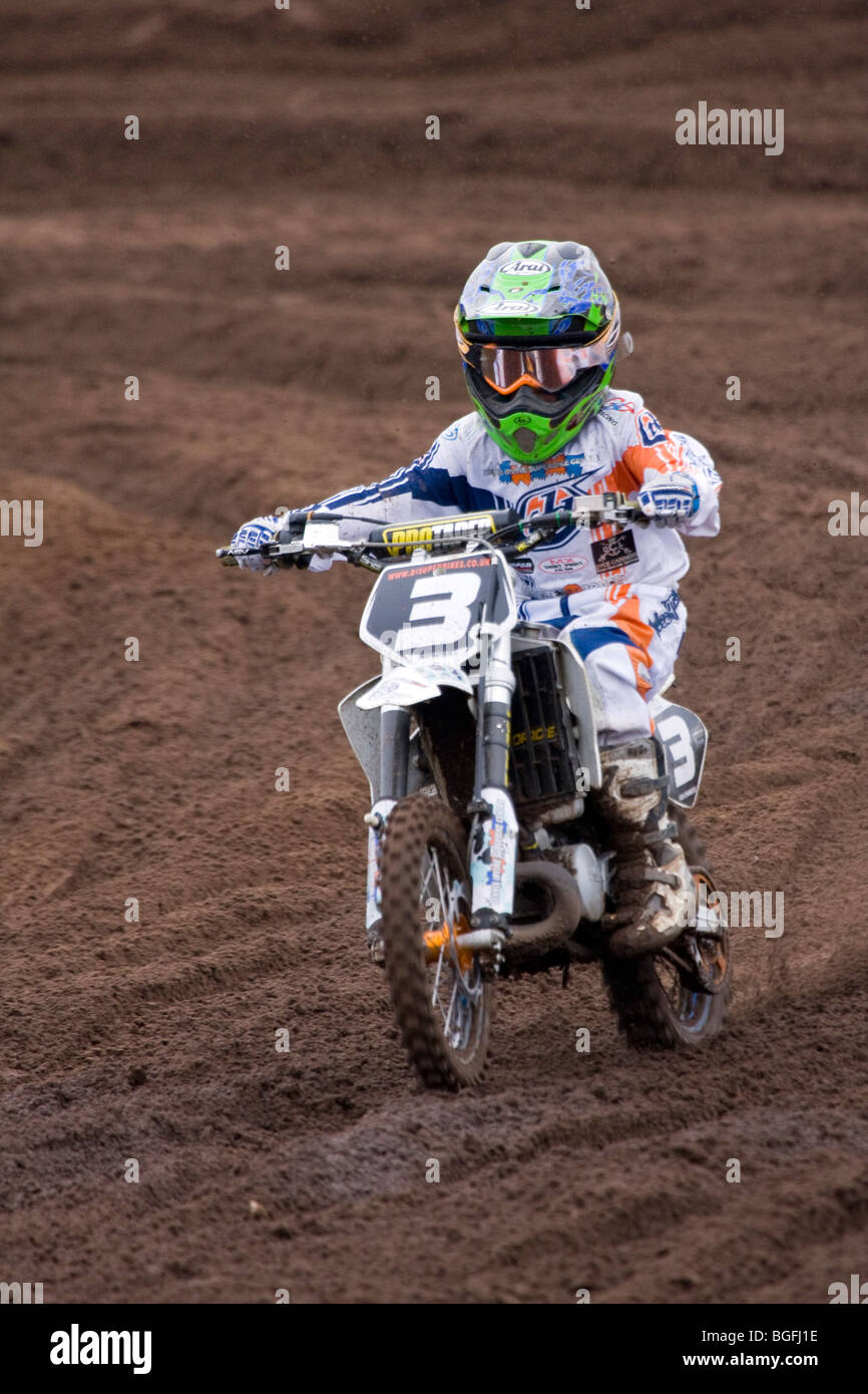 Young motocross riders at Comerton Farm, Leuchars, Fife, Scotland Stock ...