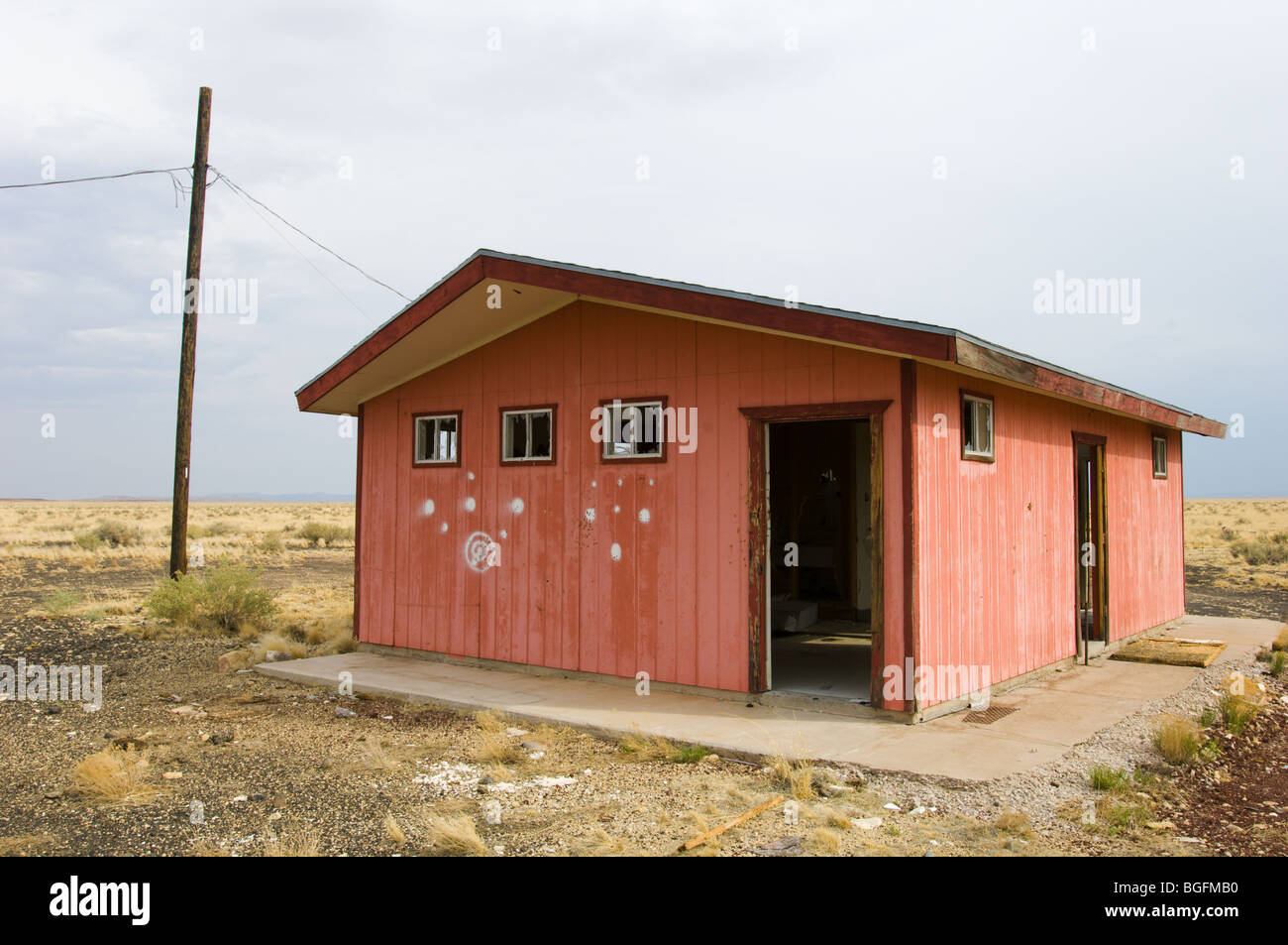 Abandoned building in the ghost town of Two Guns, Arizona, on historic ...
