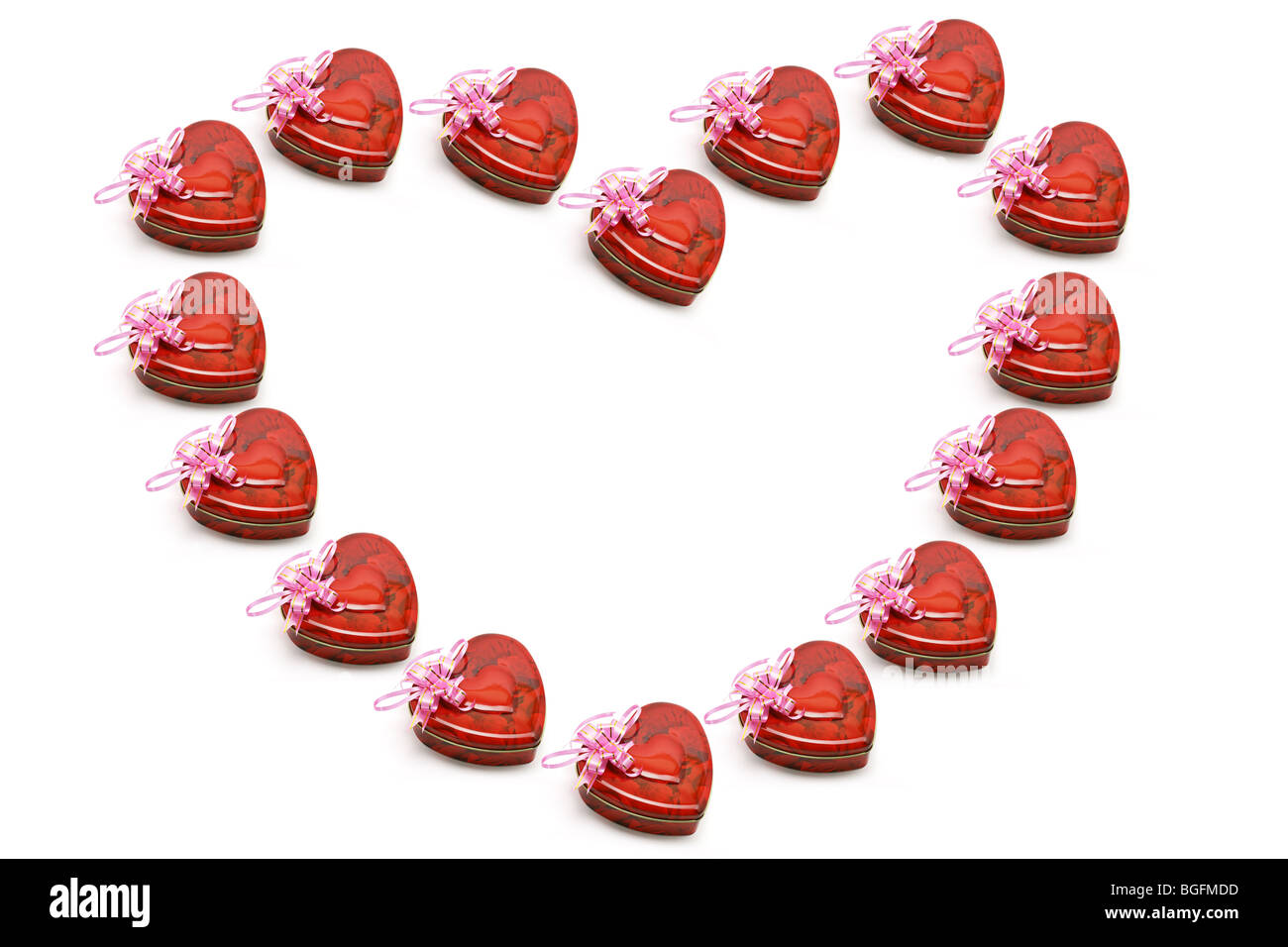 Heart shaped gift box arranged in the shape of heart shape symbol Stock ...