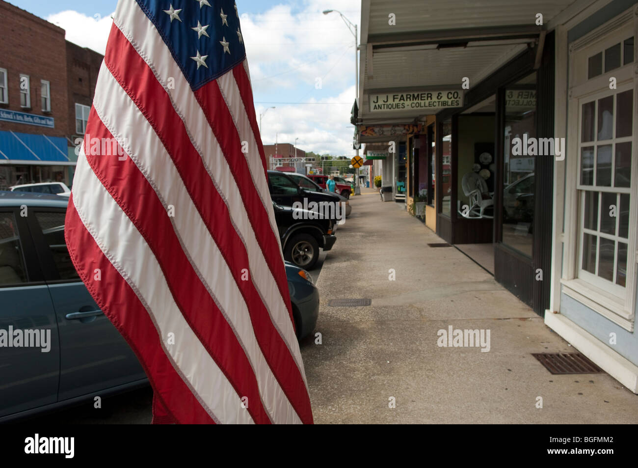American flag in downtown hi-res stock photography and images - Alamy
