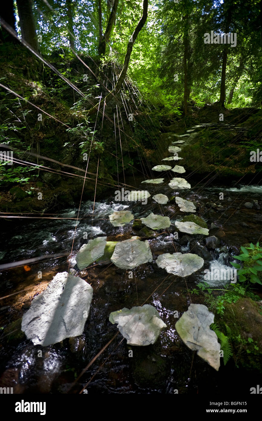 The R. Rigorth's Land Art work entitled "Floating Stones". Installation ...