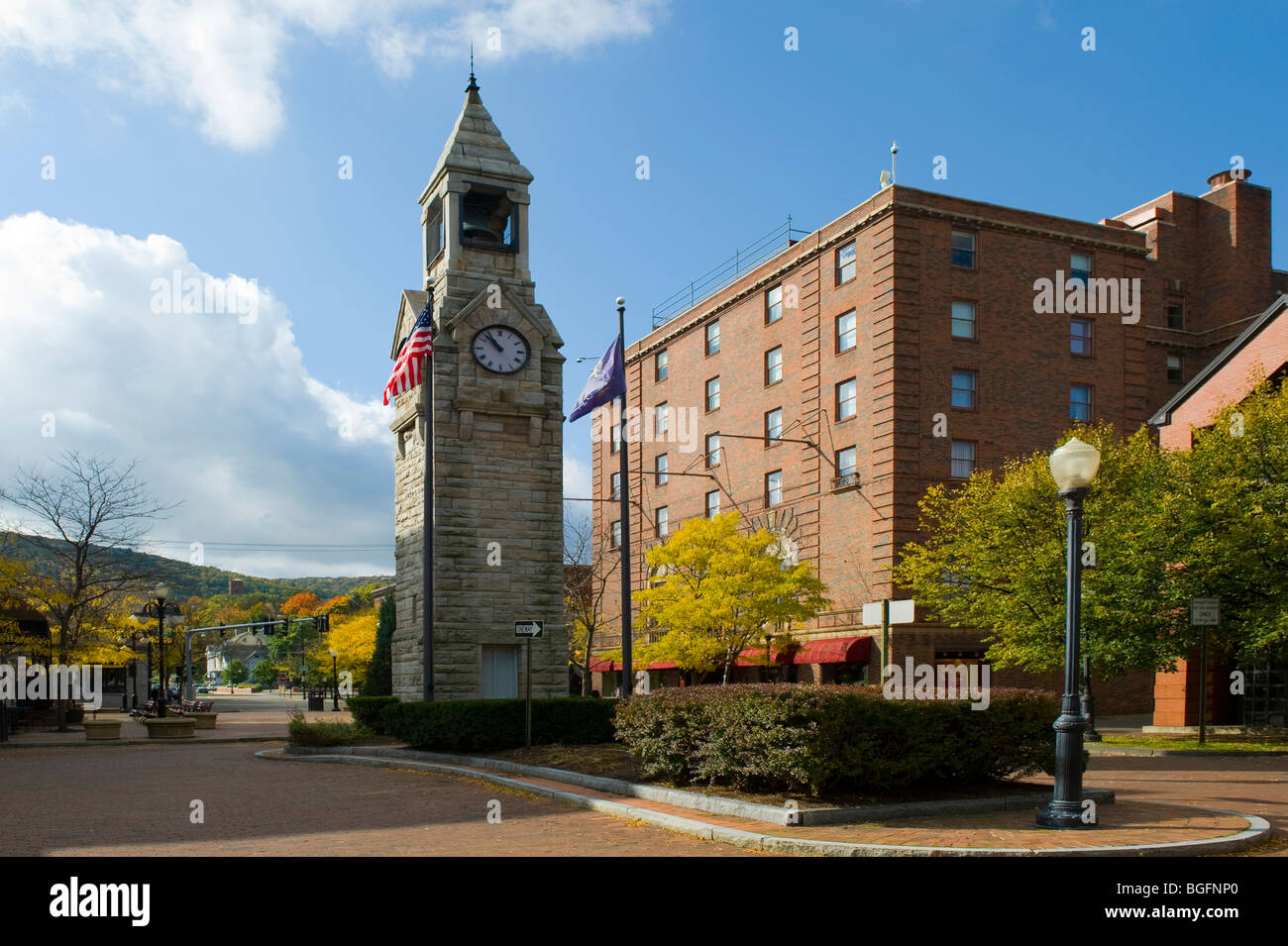 Clock in Gaffer District Downtown Corning New York Finger Lakes Region ...