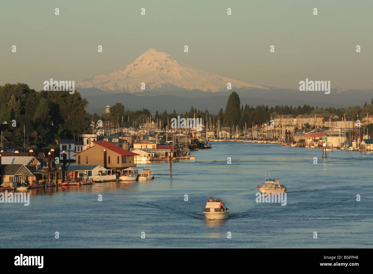 View of Mt. Hood and the Columbia River from Portland Oregon Stock ...