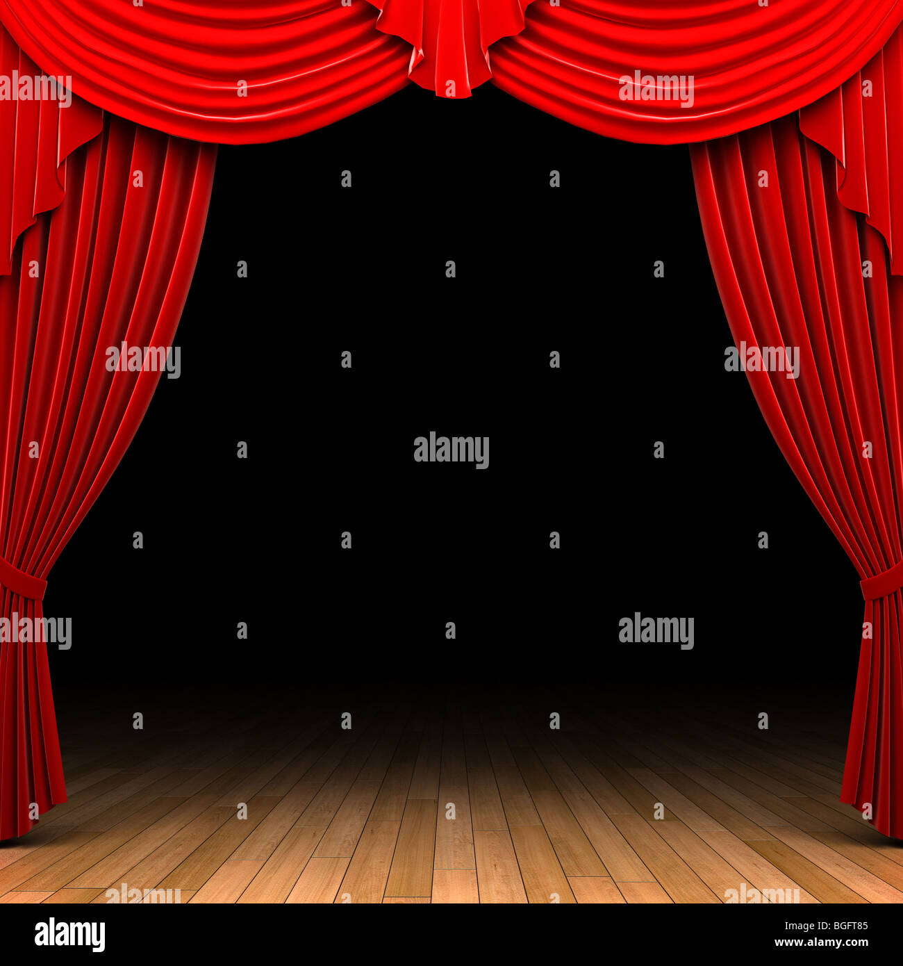 Red velvet curtain opening scene Stock Photo - Alamy