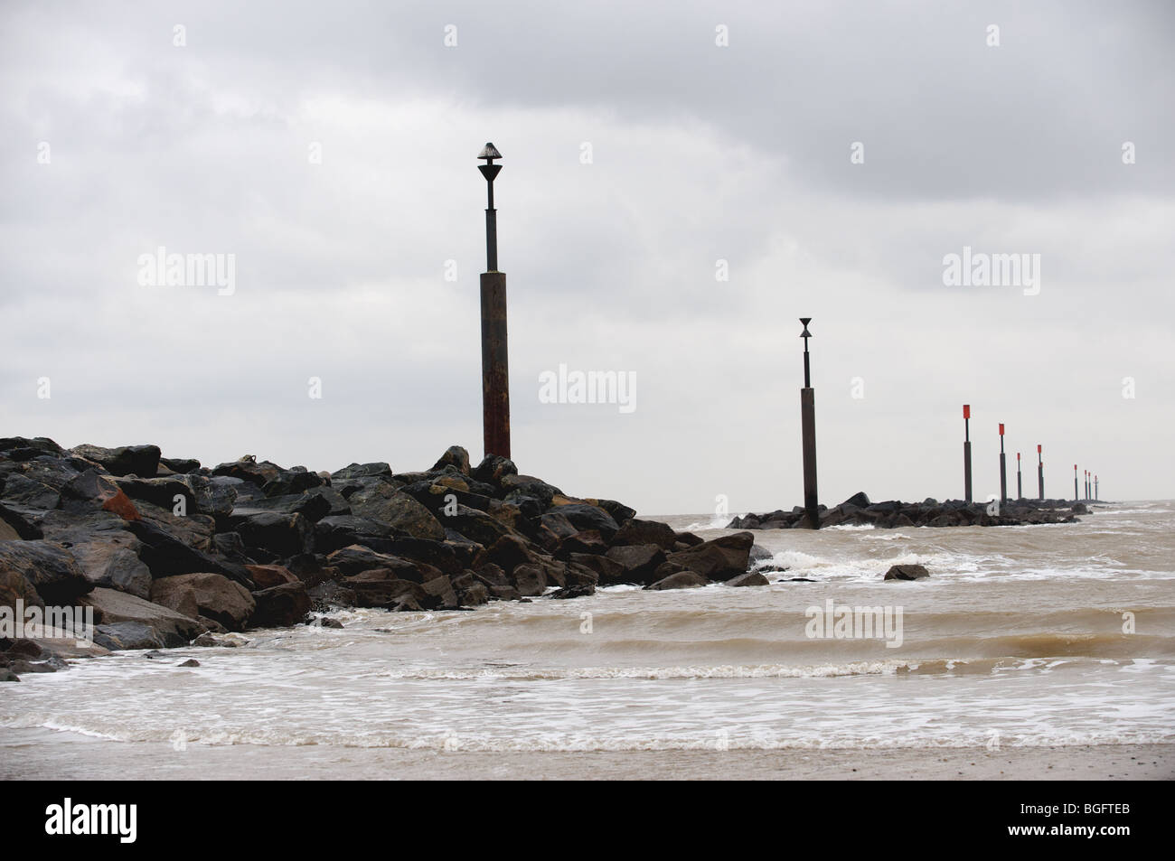 Manmade reefs (rock armor groynes) built for protection against coastal ...
