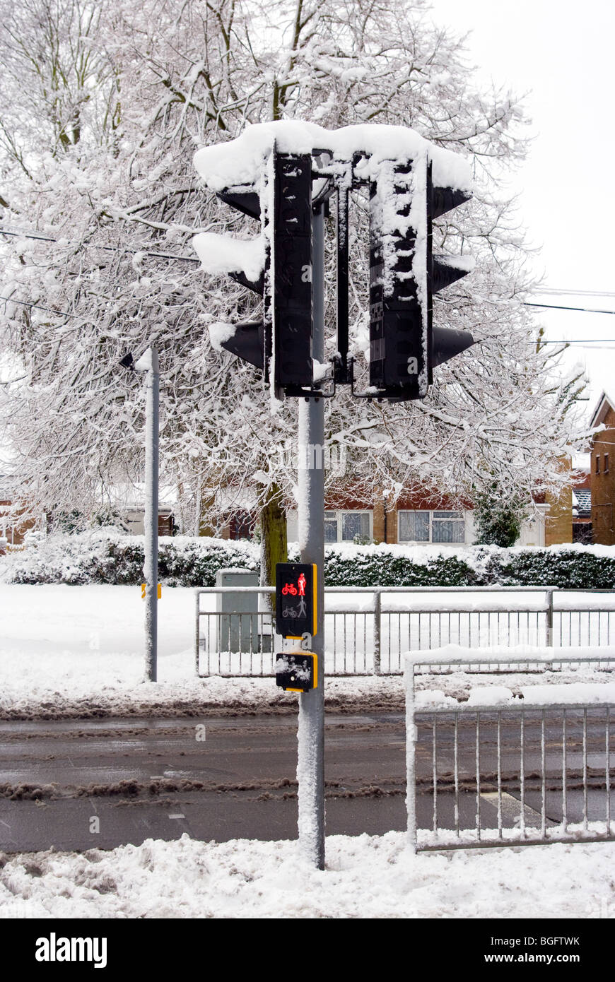 Snow Covered Pelican Pedestrian Crossing Lights Stock Photo - Alamy