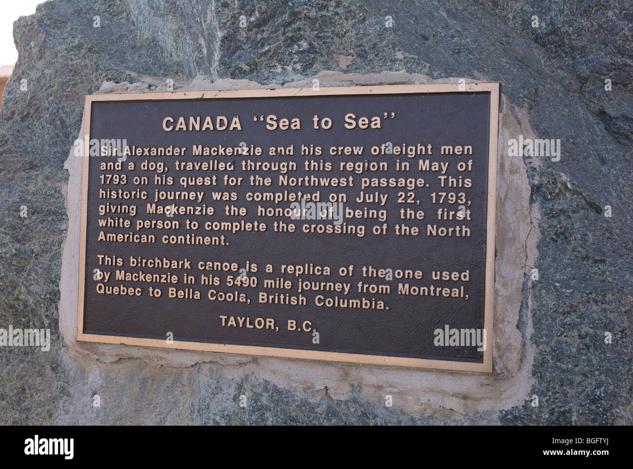 Plaque, Taylor, British Columbia, Canada Stock Photo - Alamy