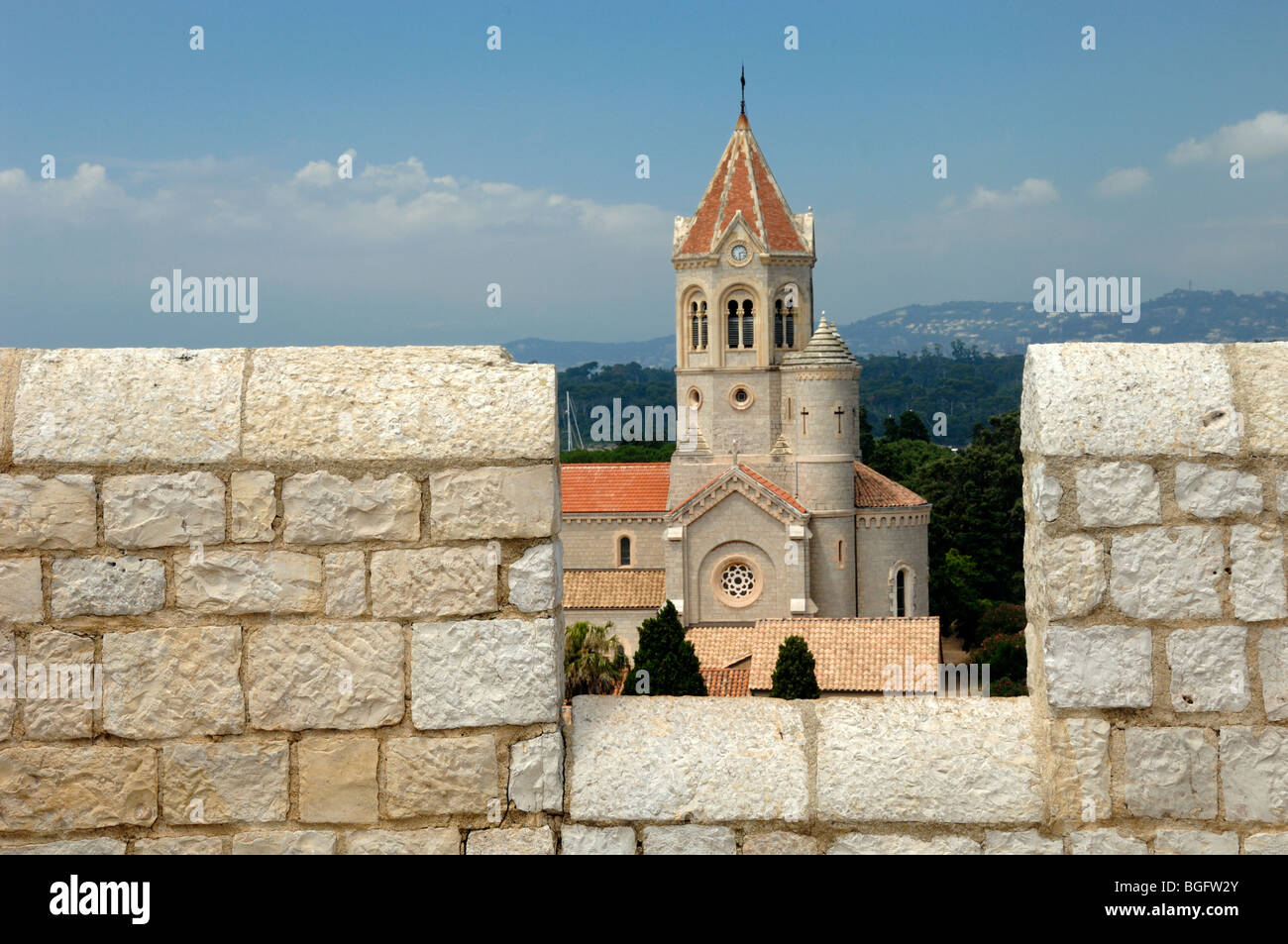 Lérins Abbey Church thro Crenellation of Medieval Fortified Monastery ...