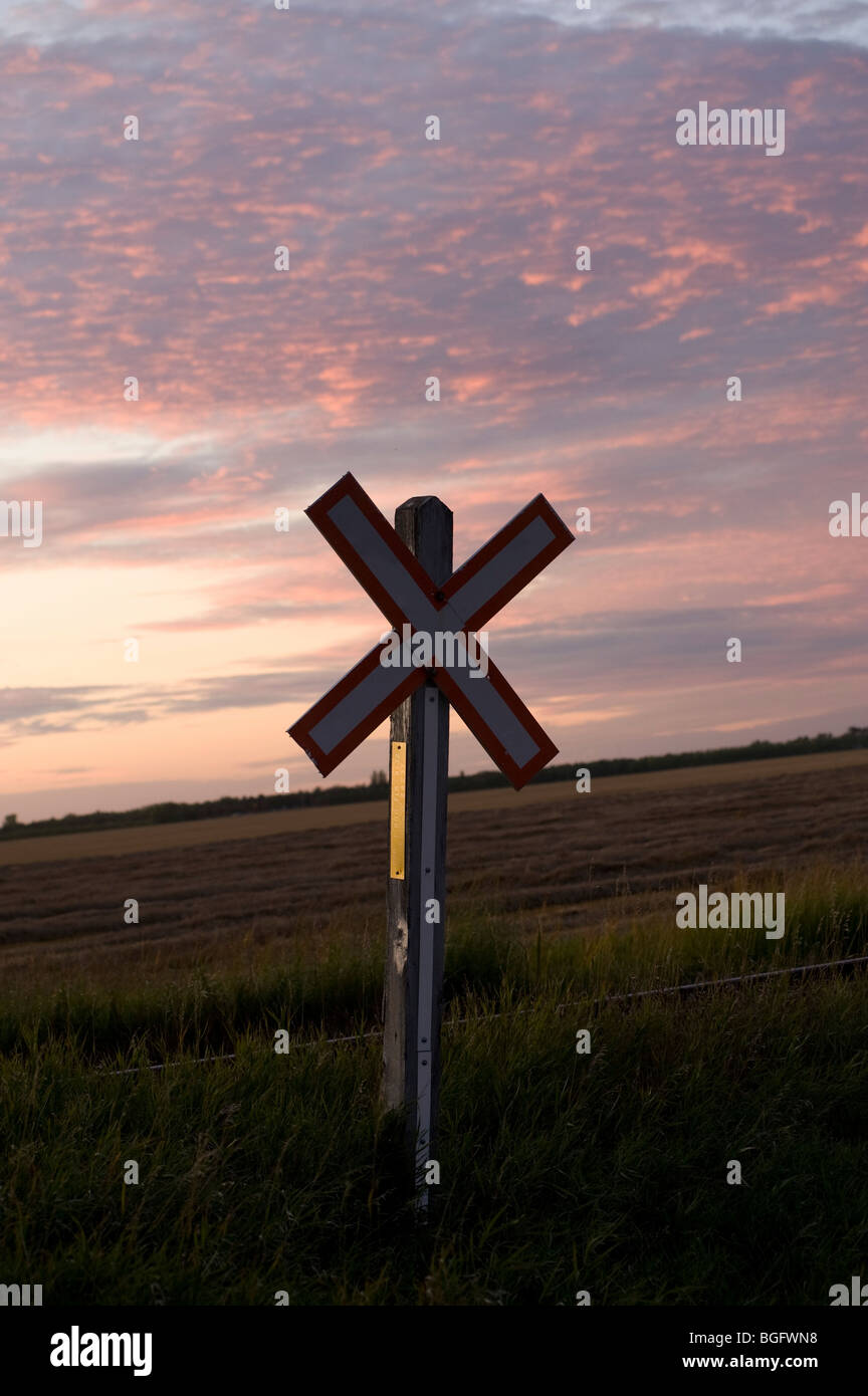 Railroad crossing sign, Manitoba, Canada Stock Photo - Alamy