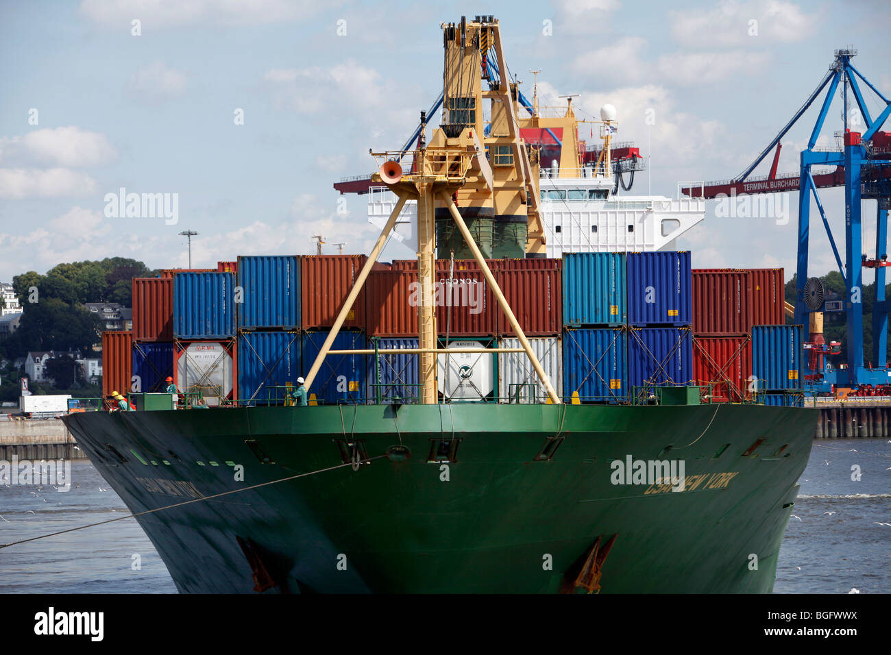 shipment container at the harbor of Hamburg, Germany Europa Stock Photo ...