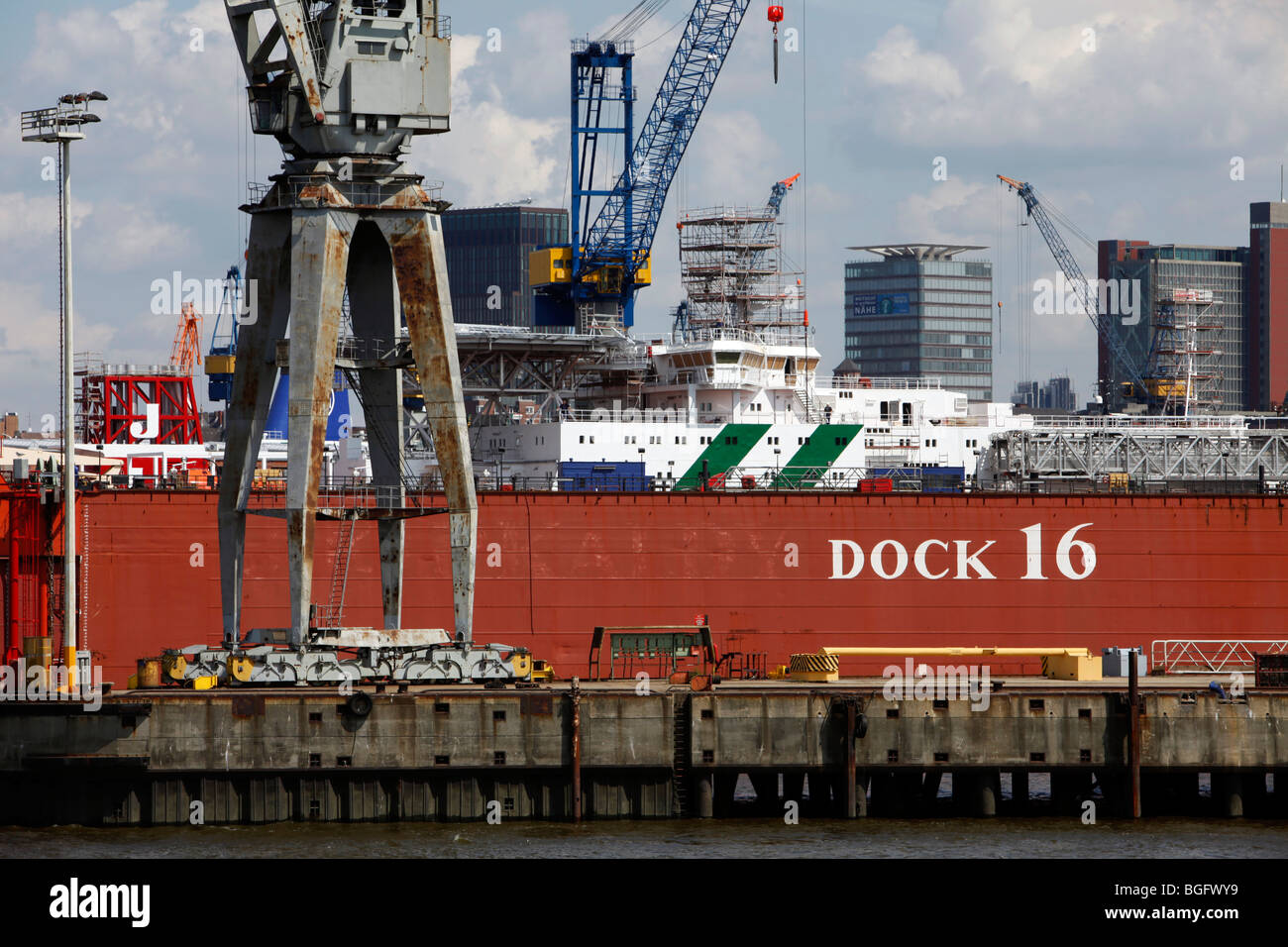 dockyard and dry dock at the harbor from Hamburg, Germany, Europa Stock ...