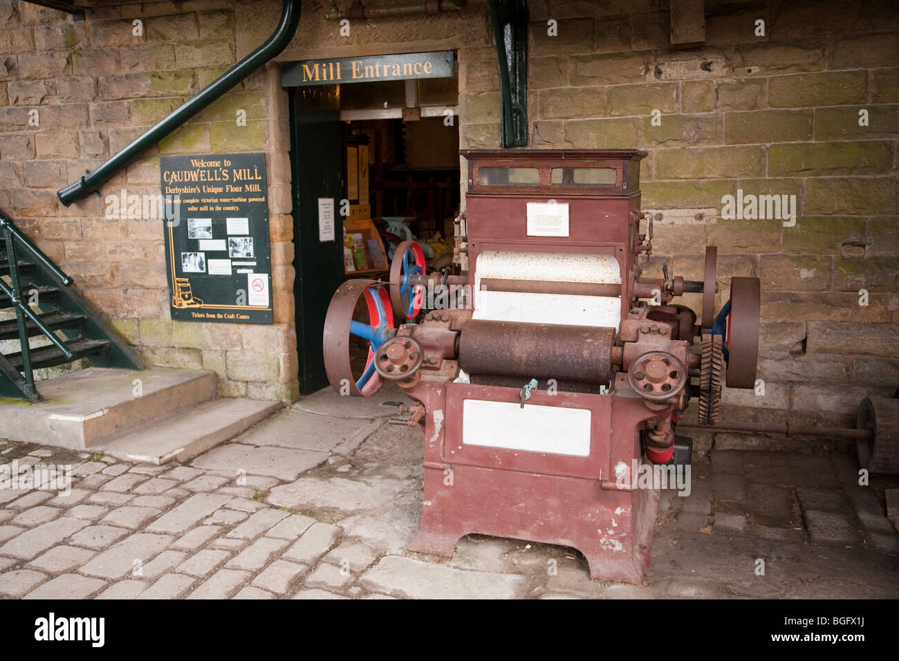 Machinery at Cauldwell's Mill, Rowsley in the Derbyshire Peak District ...