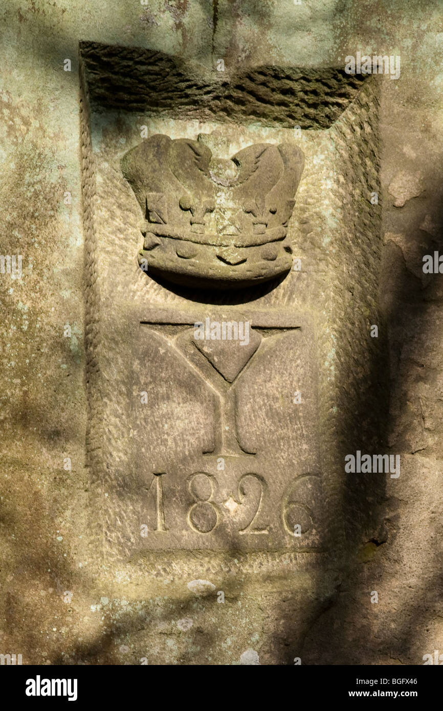 Carved rock on Stanton Moor between Birchover and Rowsley in the ...