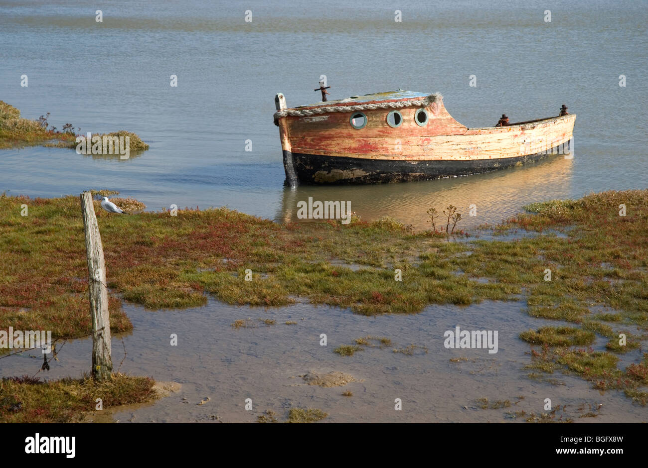 Sunken boat on the River Ore Orford Suffolk England Stock Photo - Alamy