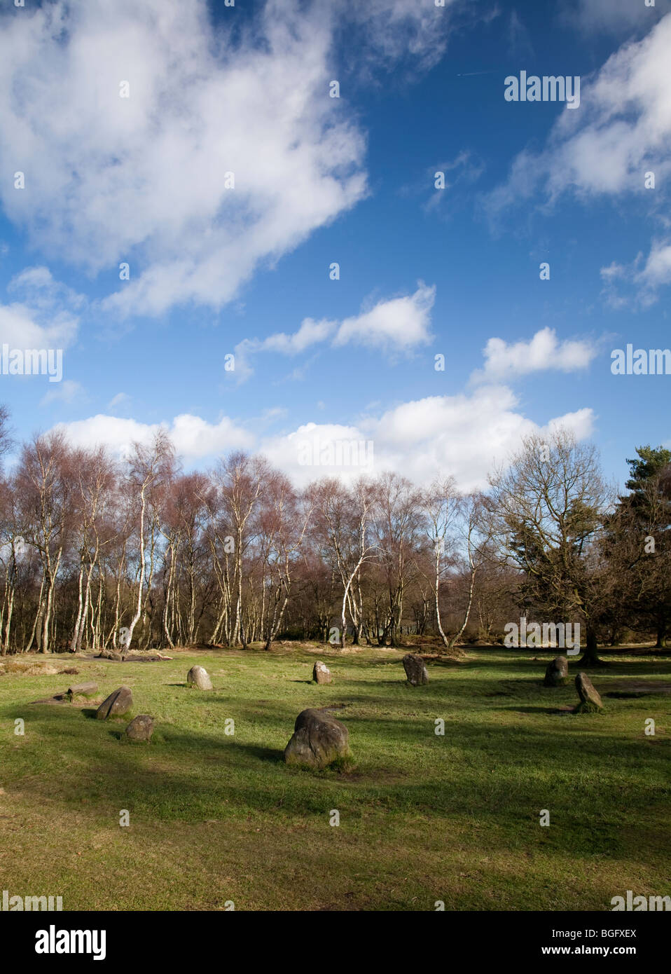 Nine Ladies stone circle on Stanton Moor, Derbyshire Stock Photo - Alamy