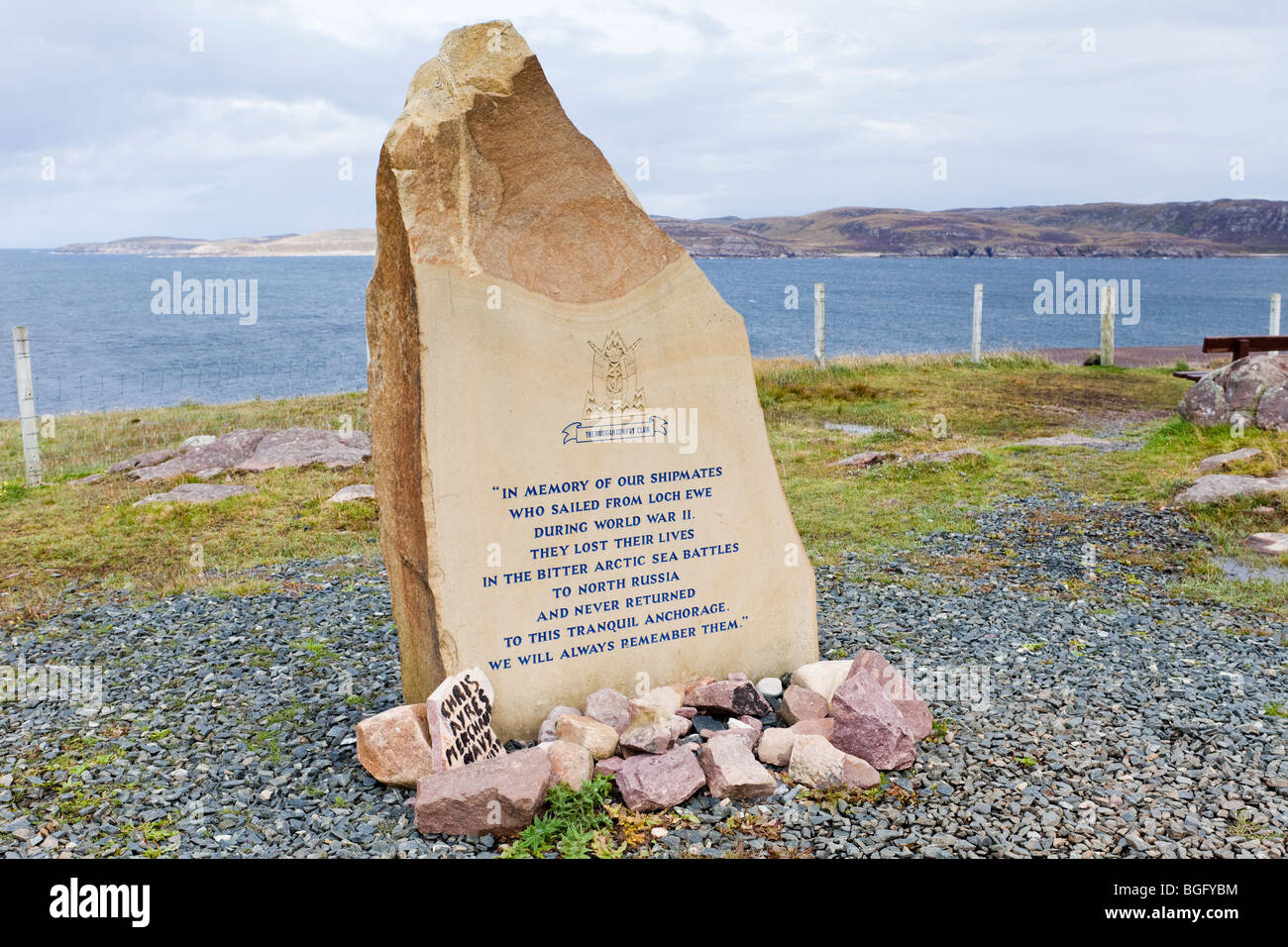 Memorial stone on the banks of Loch Ewe to members of the Russian ...