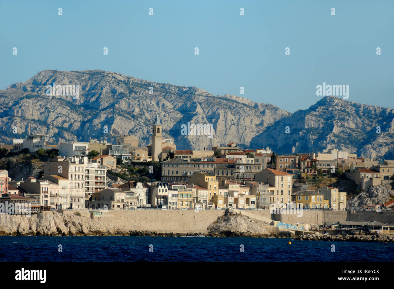Marseille Cityscape & View of Endoume District & Hills Behind from ...