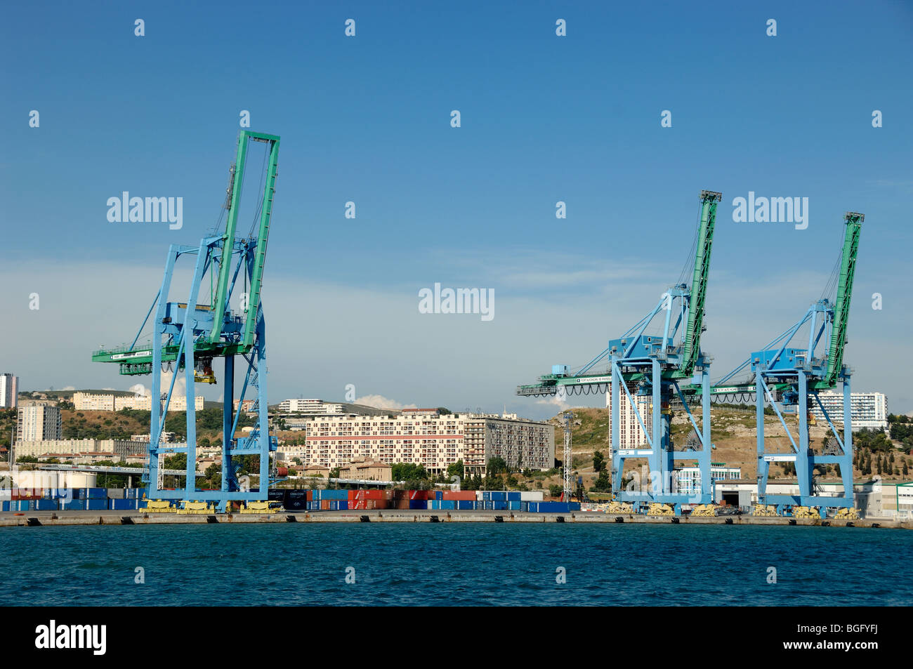 Cranes in Container Port, Marseille or Marseilles, Provence, France ...