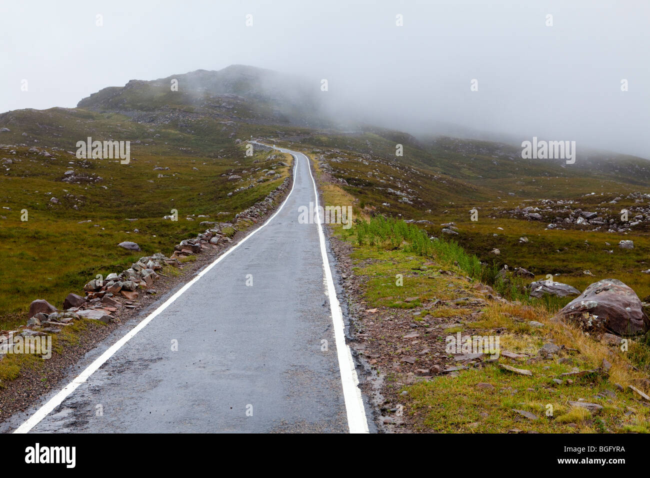 Scotch mist hanging over Bealach na Ba, the Pass of the Cattle, east of ...