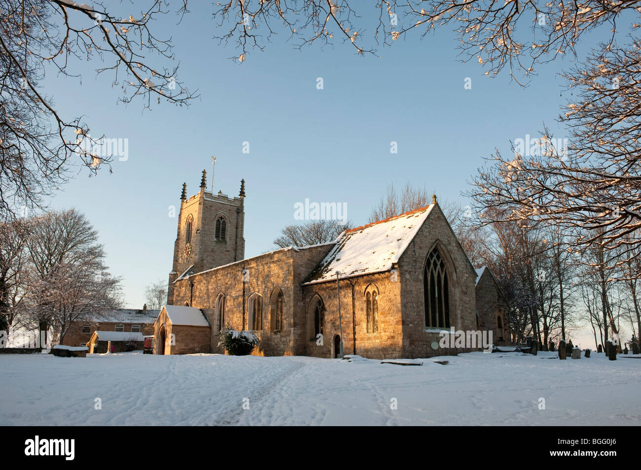St Mary's church, Kippax, in the snow Stock Photo - Alamy