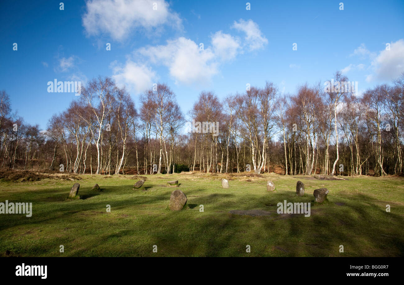 Nine Ladies stone circle on Stanton Moor, Derbyshire Stock Photo - Alamy