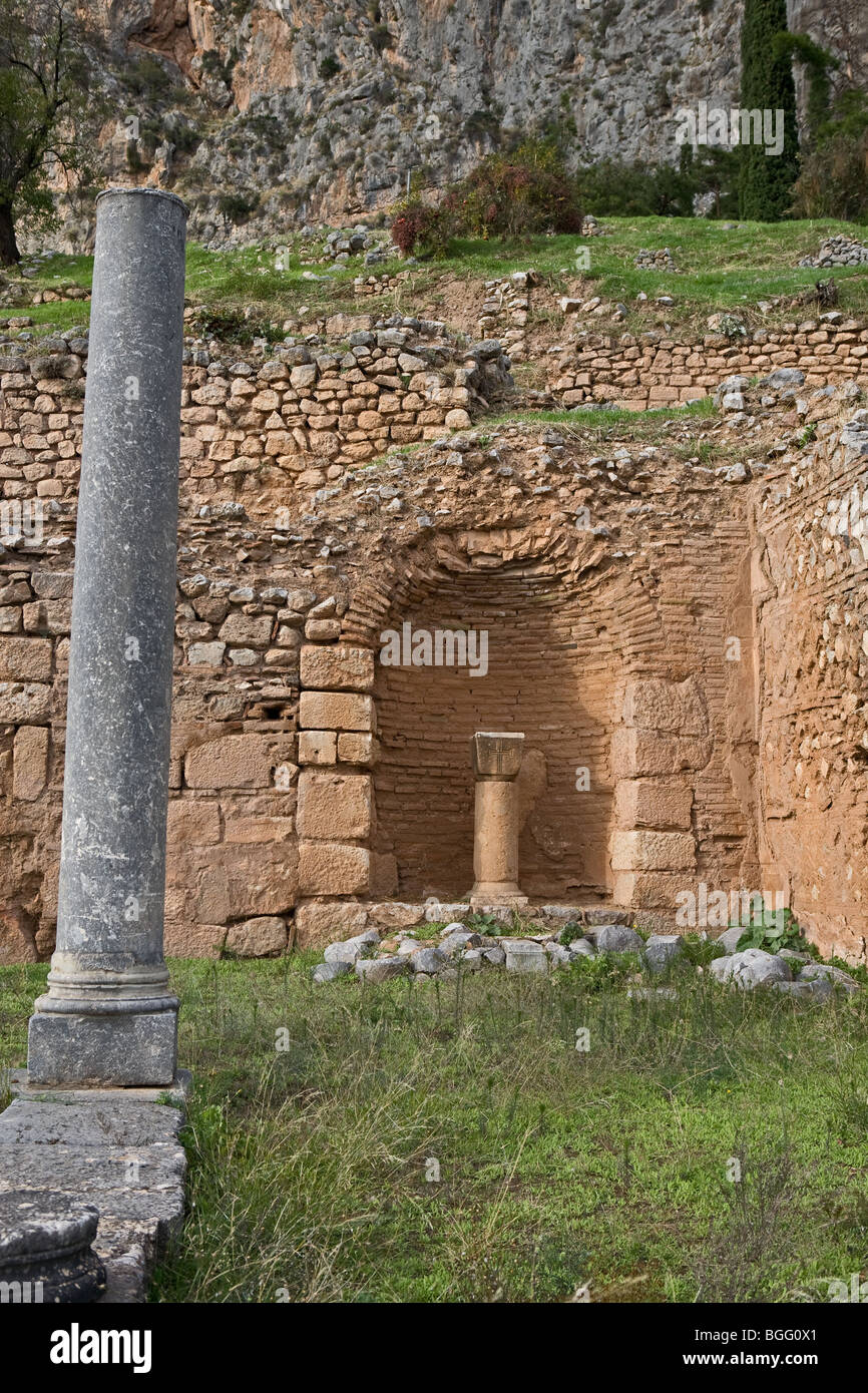 Altar next to the Sacred Way Ancient Delphi Greece Stock Photo - Alamy