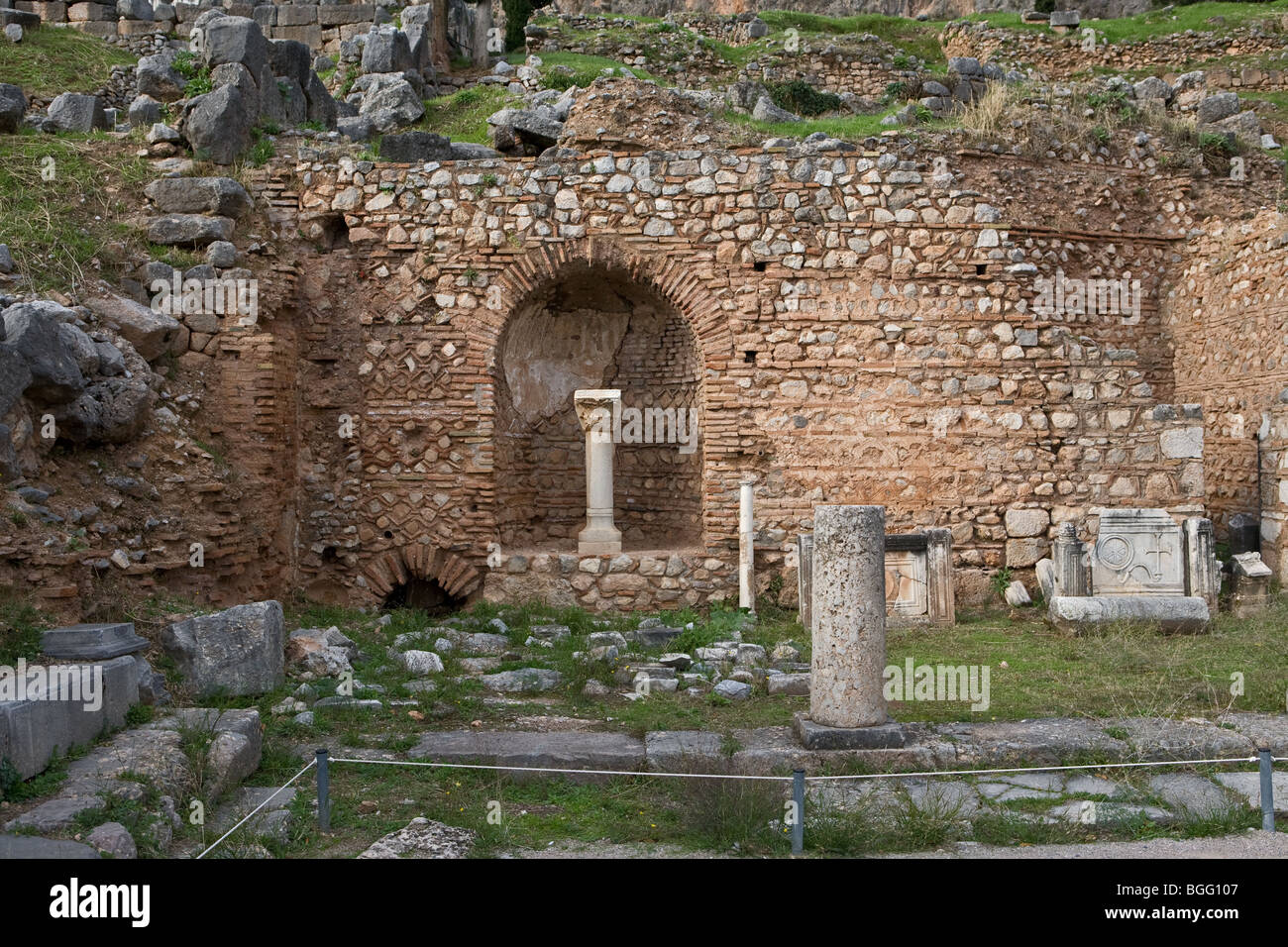 Altar next to the Sacred Way Ancient Delphi Greece Stock Photo - Alamy