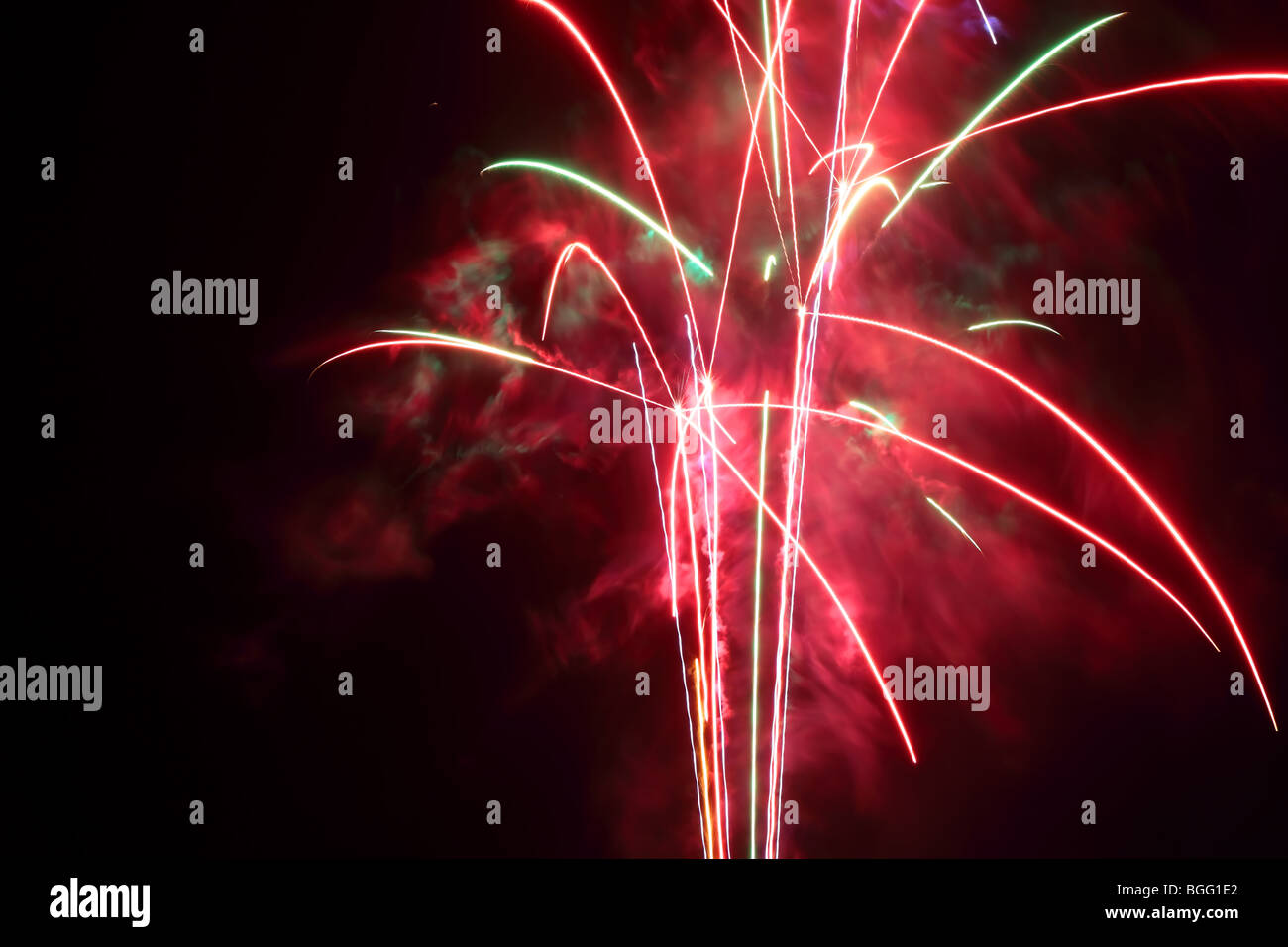 Fireworks on New Year's Eve 2010 pyrotechnic display exploding in the ...