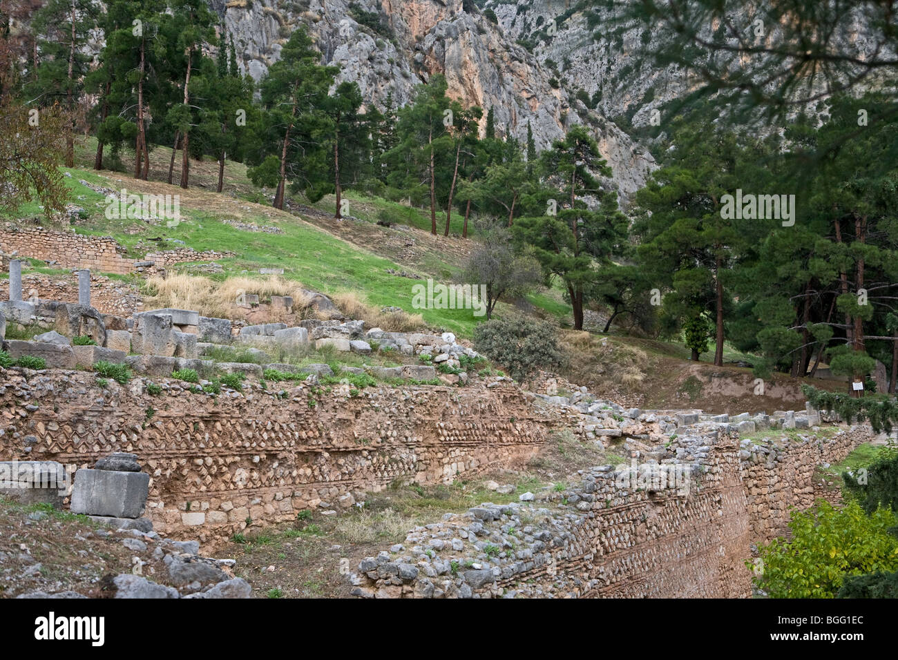 Ancient walls next to the Sacred Way Ancient Delphi Greece Stock Photo ...