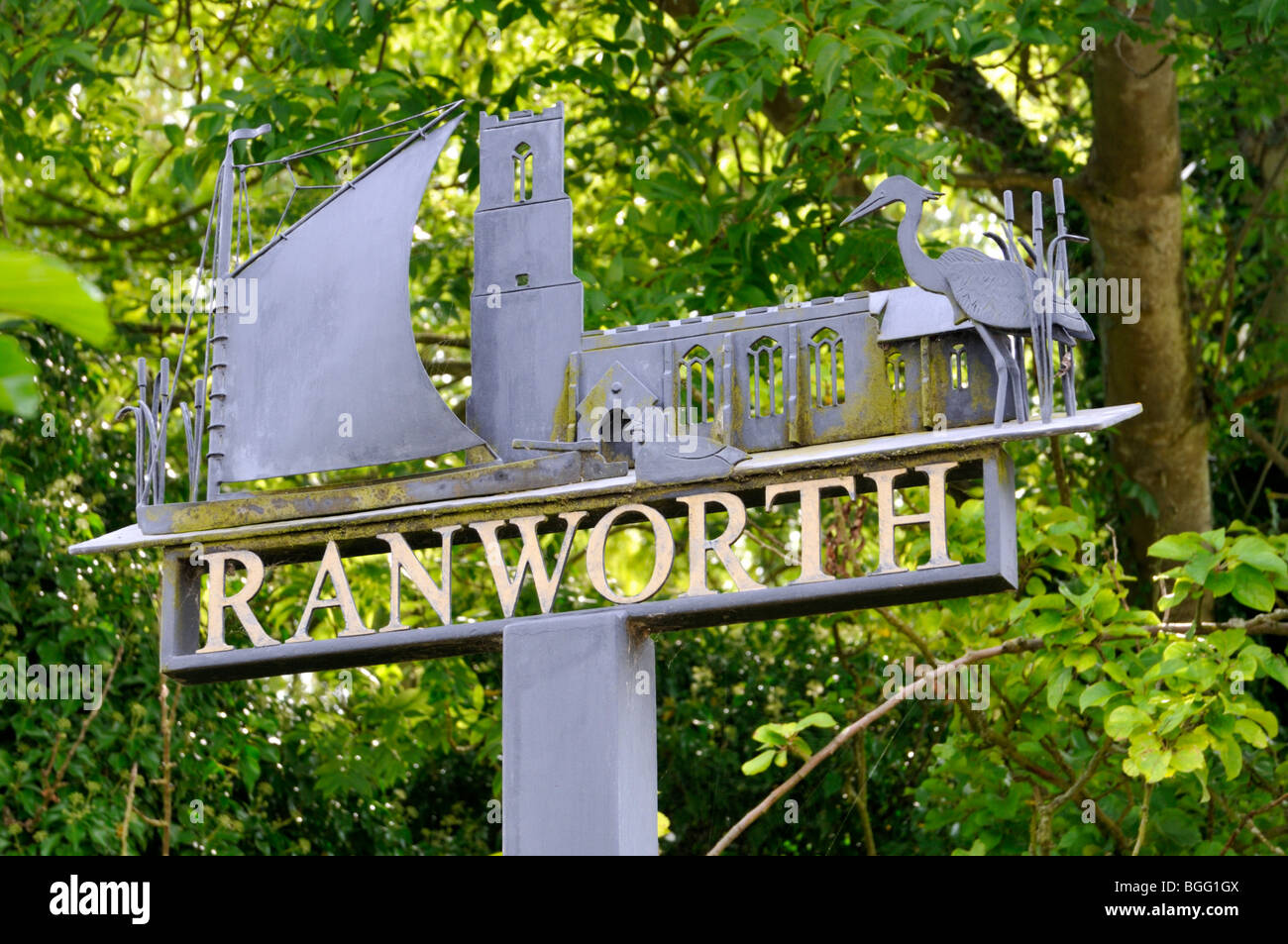Ranworth sign, Norfolk, UK Stock Photo - Alamy