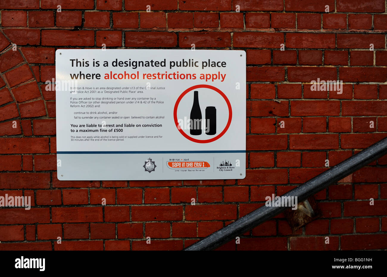 Achohol Restrictions sign in public place Brighton seafront UK Stock ...