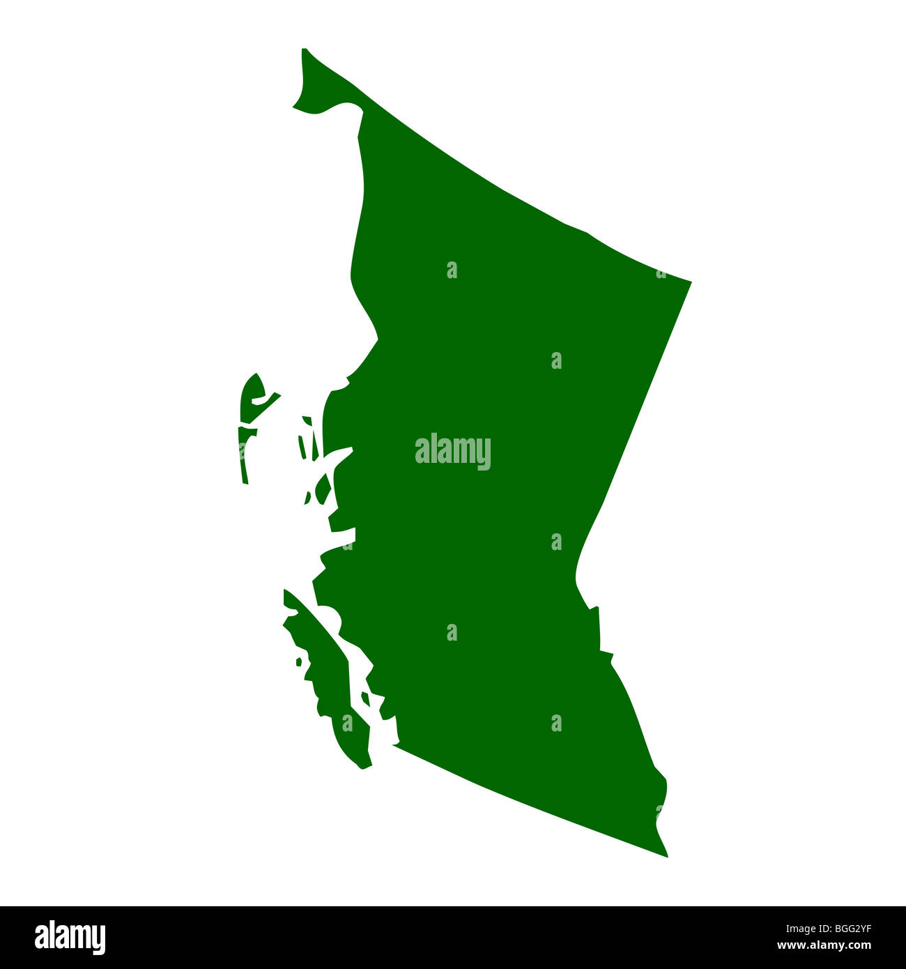 Map of British Columbia province or territory in Canada, isolated on ...