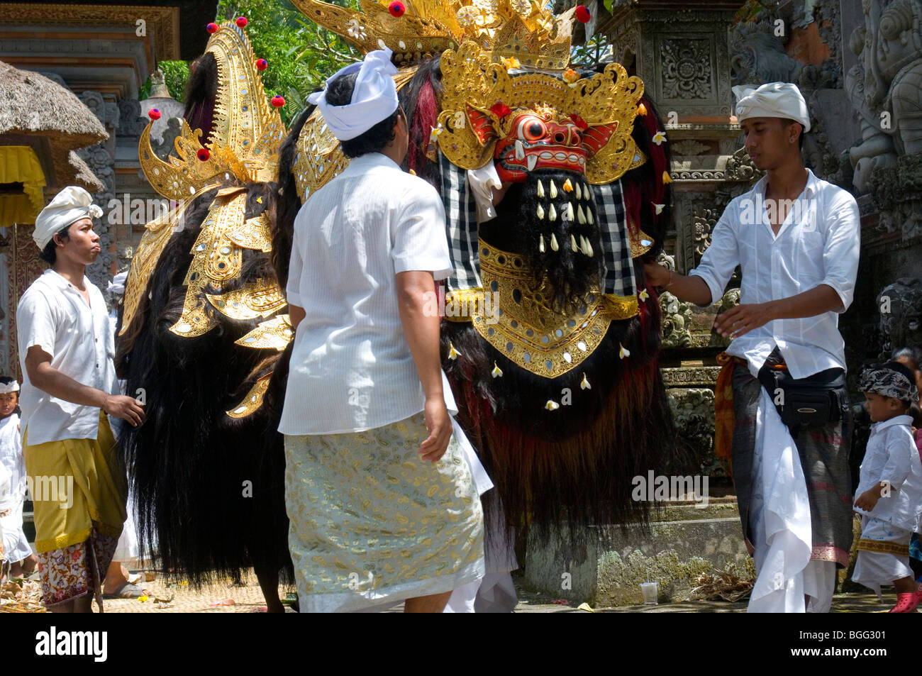 Temple procession at Benyutung, outside Ubud, the Balinese location for ...