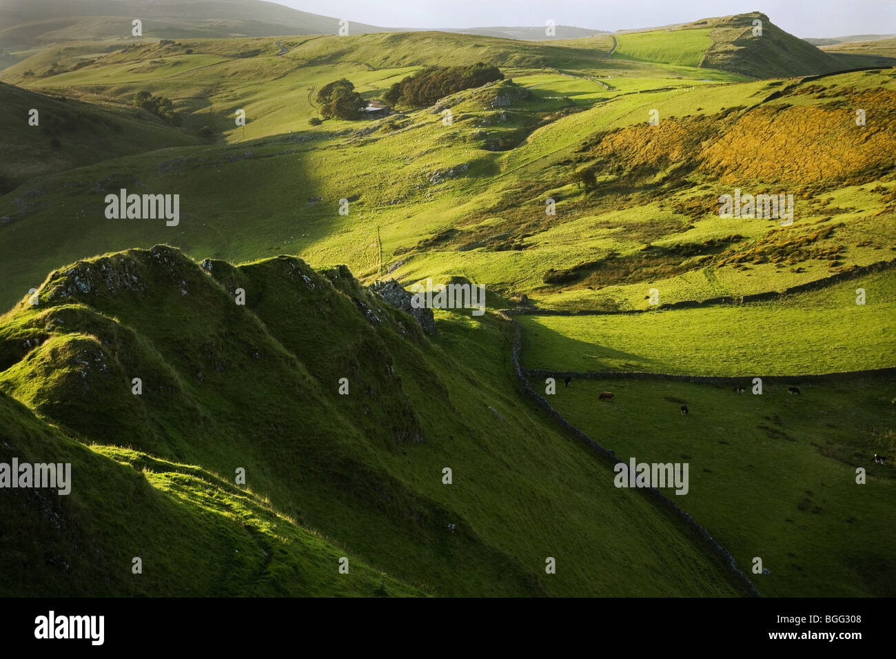 Evening light on the jagged ridge of Chrome hill or Dragon's Back near ...