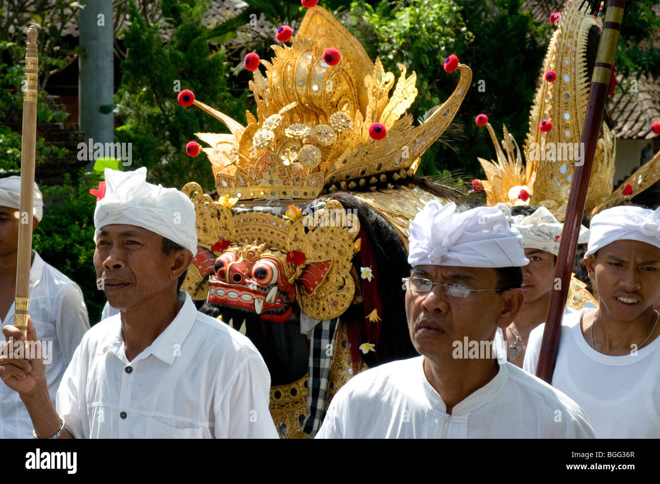 Temple procession at Benyutung, outside Ubud, the Balinese location for ...